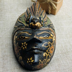 Vintage Indonesian Batik Mask – 6” Hand-painted Wood Wall Decor - Etsy