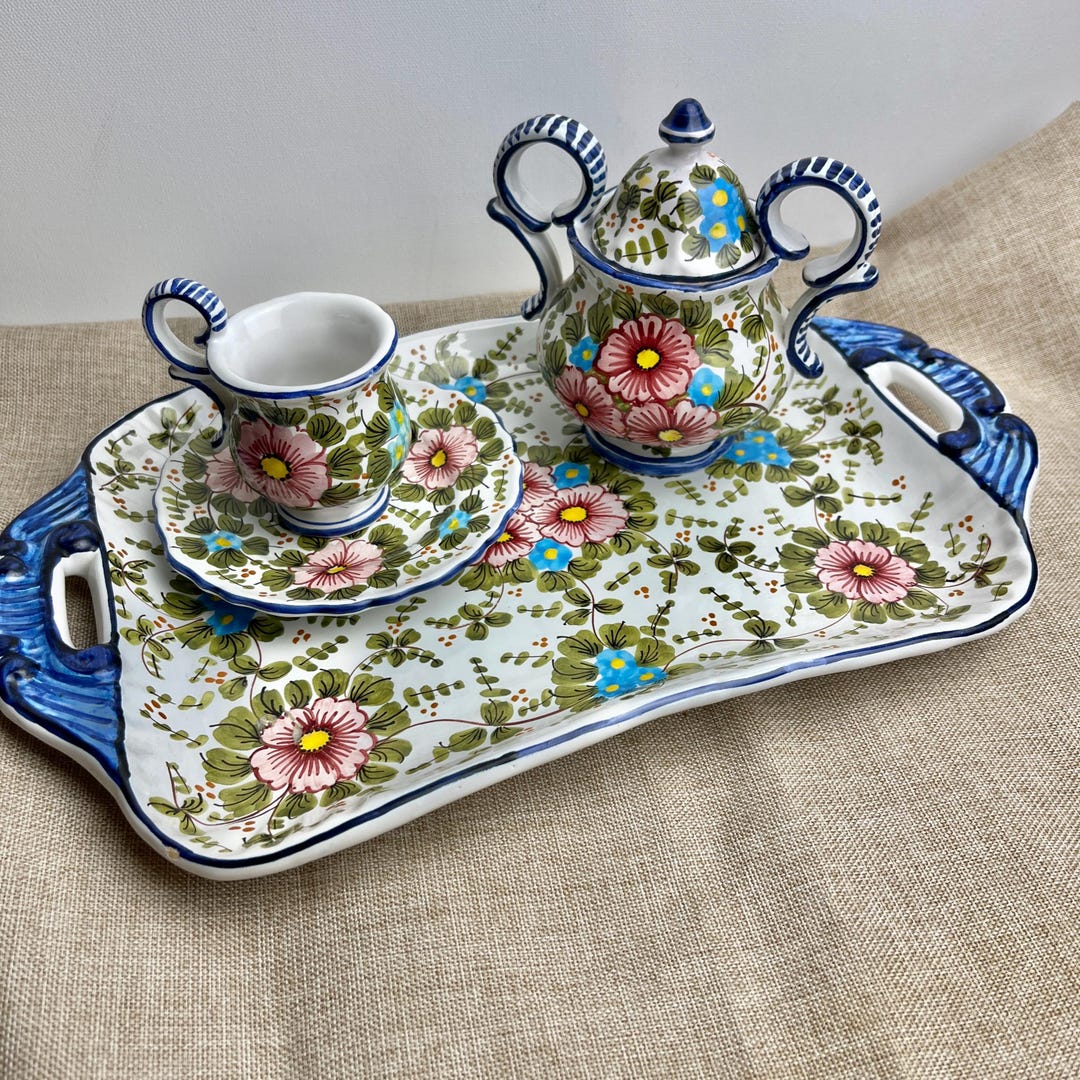 Hand-painted Italian Ceramic Tea Set – Signed Castelli Diegidio Antonio ...