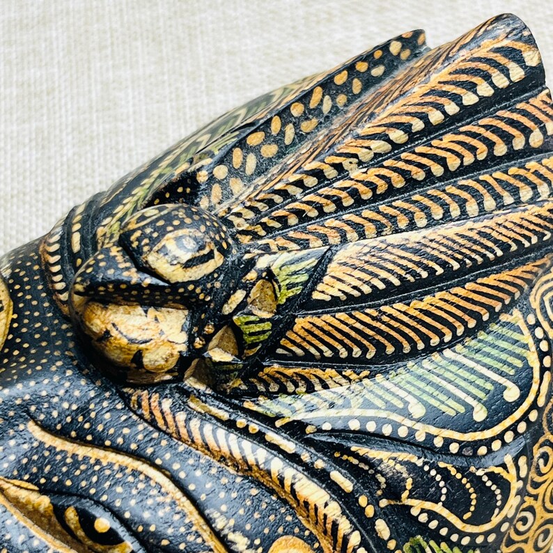 Vintage Indonesian Batik Mask – 6” Hand-painted Wood Wall Decor - Etsy