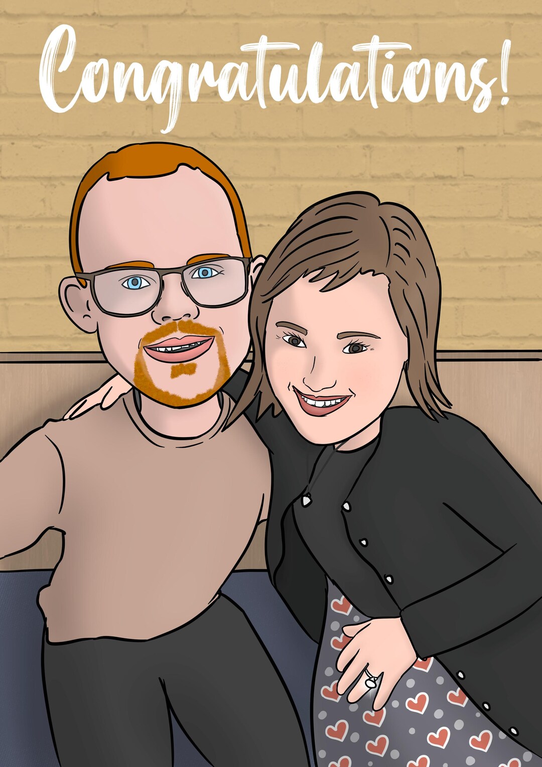 Cartoonise Your Photo and Add a Custom Message Greetings Card - Etsy
