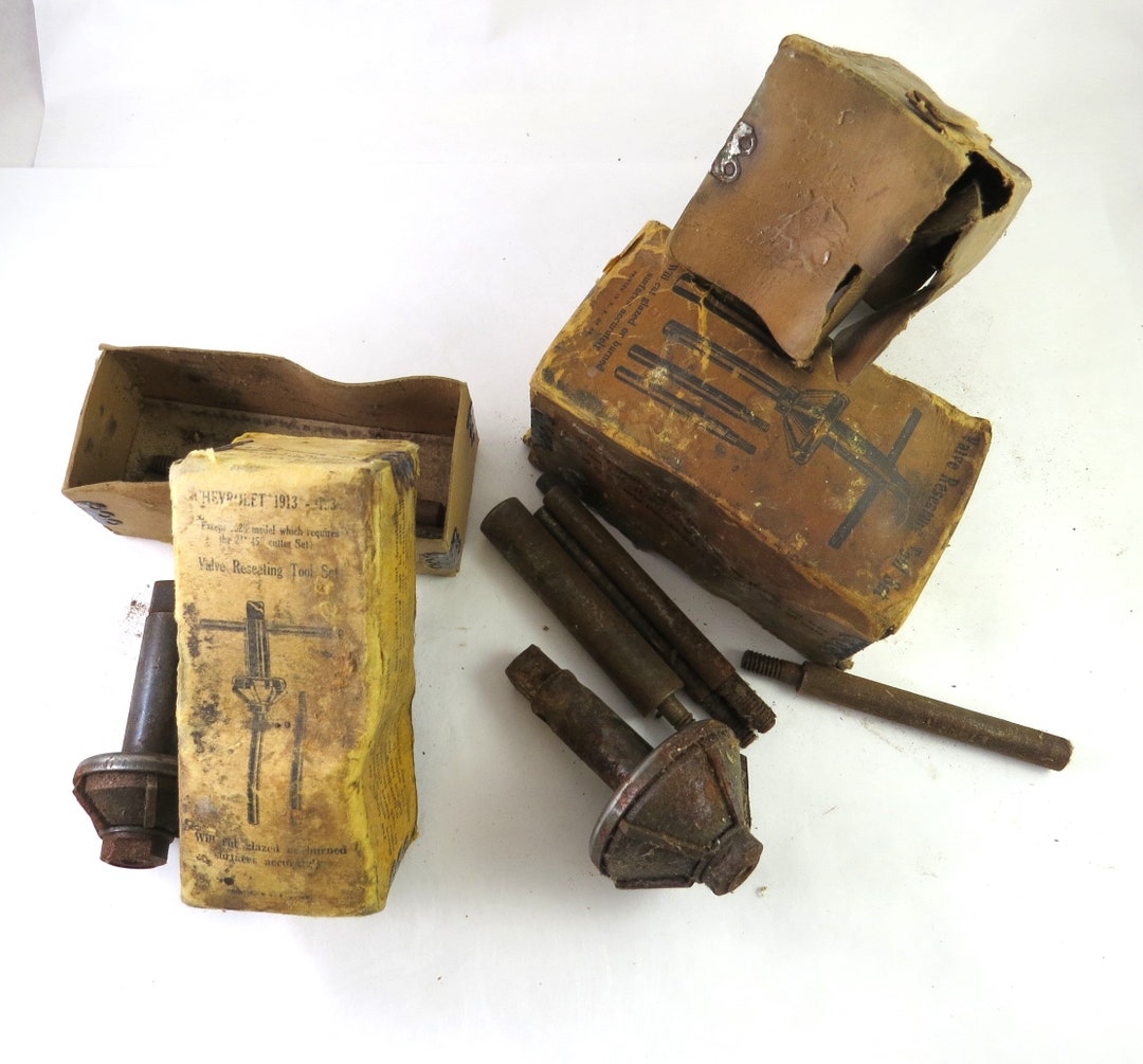Antique Valve Reseating Tool Set in Box, Distressed, Rusty, Dirt ...
