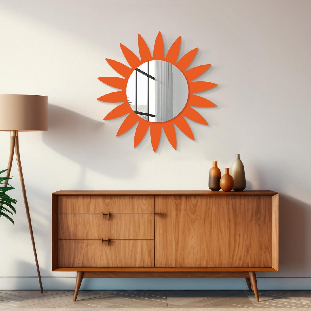 Mid Century Modern Sunburst Mirror - Retro Flower Wall Decor - Atomic ...