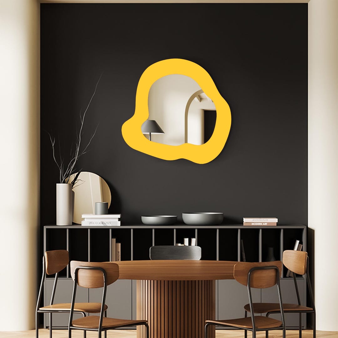Yellow Plexiglass Funky Mirror: Asymmetrical Nursery Decor - Etsy