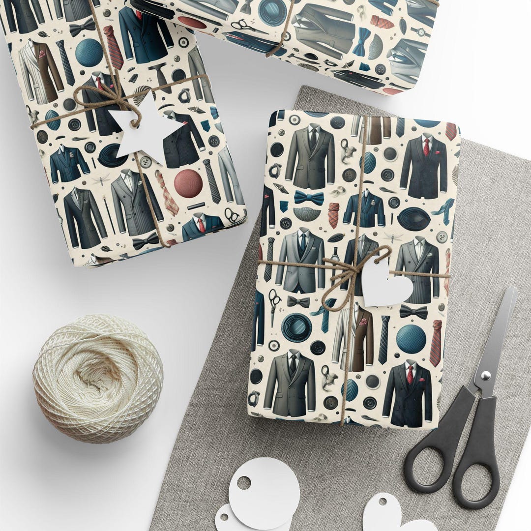 Wrapping Paper, Men's Suit and Tie Gift Wrap, Masculine Gift Wrapping ...