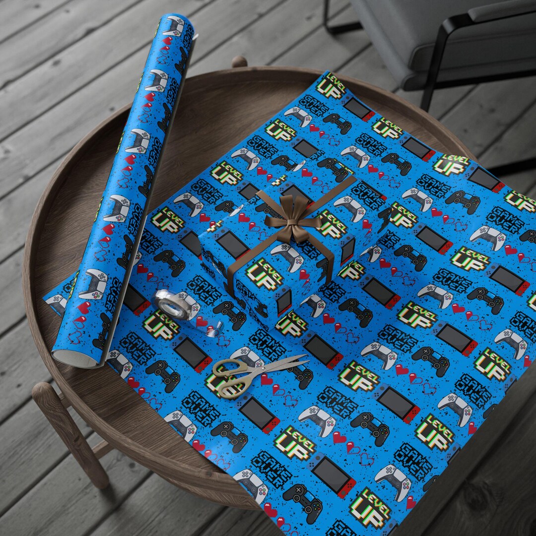 Gamer Wrapping Paper, Video Game Gift Wrap, Geeky Present Packaging ...