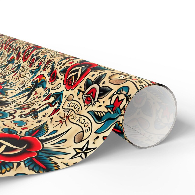 Wrapping Paper, Tattoo Flash Traditional Tattoo Gift Wrap Papers, DIY ...