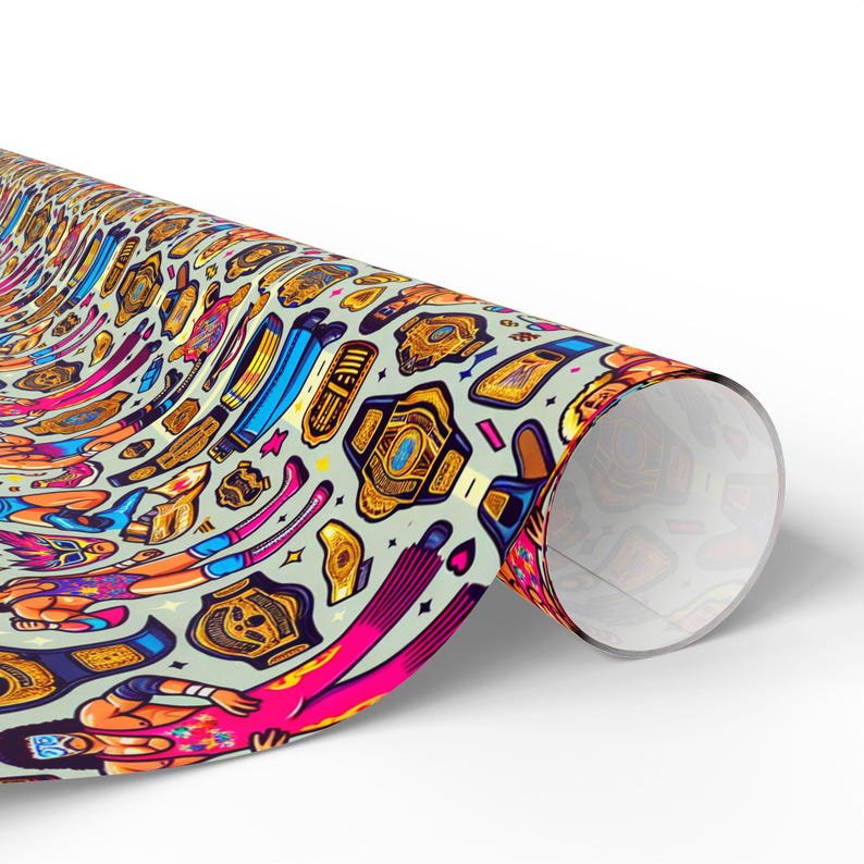 Wrapping Paper, 1980s Wrestling Theme Gift Wrap, Vintage Sports Present ...