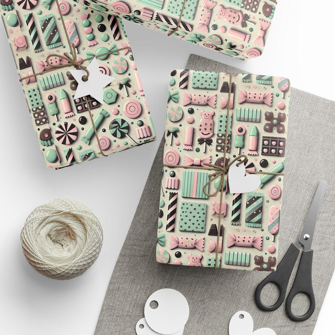 Wrapping Paper Set, Gift Wrap Sheets, Candy Design, Holiday Gift ...