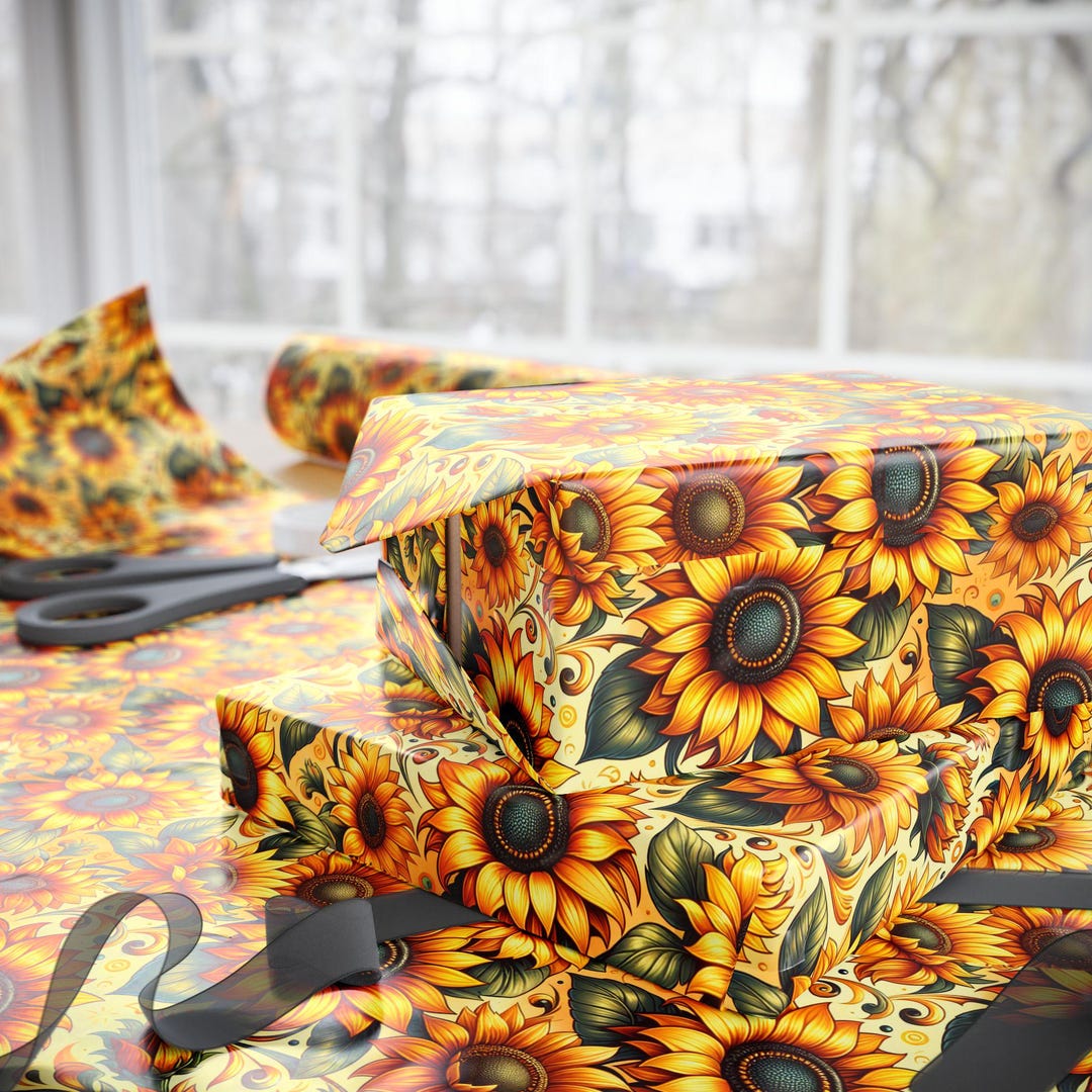 Vibrant Sunflower Wrapping Paper: Floral Gift Wrap - Etsy