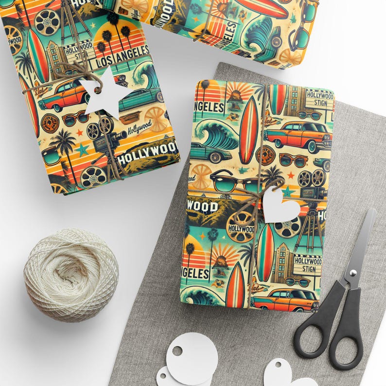 Hollywood Wrapping Papers, Movie Theme Gift Wrap, Film Lover Present ...
