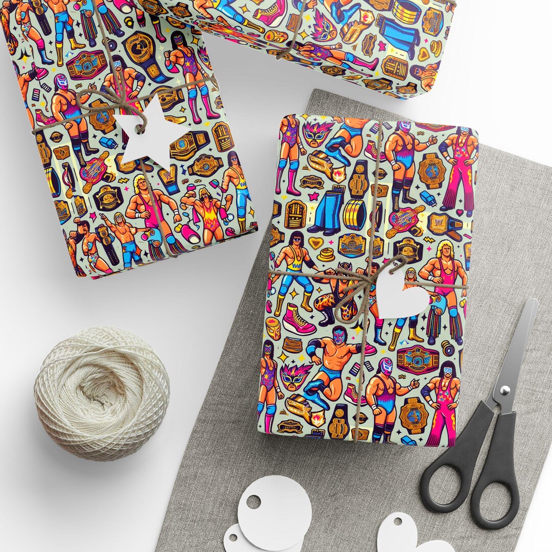 1980s Wrestling Theme Wrapping Paper: Retro Birthday Gift Wrap - Etsy