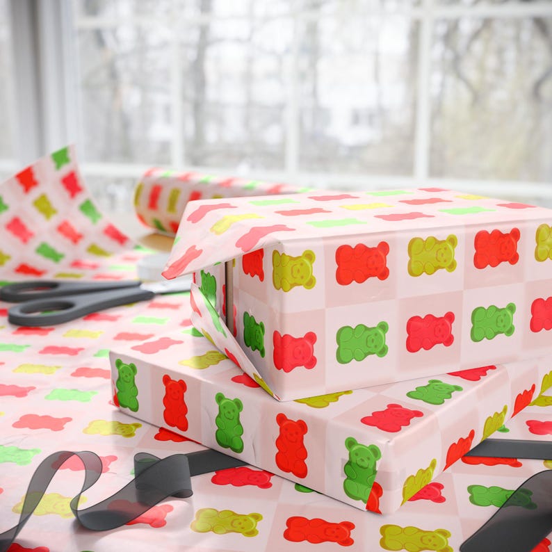 Gummy Bear Wrapping Paper: Colorful Candy Print, Birthday Gift Wrap - Etsy