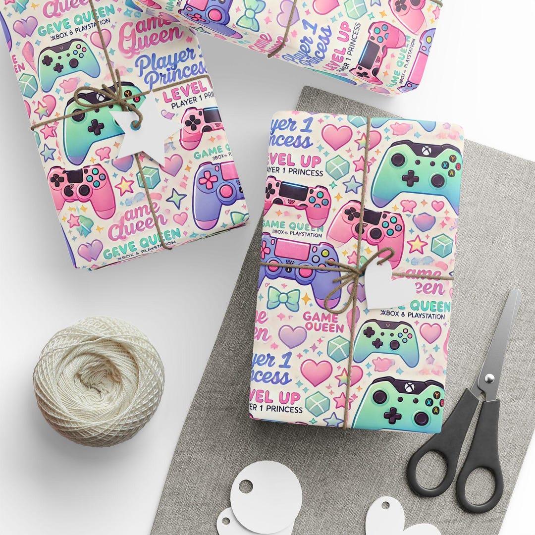 Gamer Wrapping Paper, Video Game Gift Wrap, Gaming Christmas Present ...