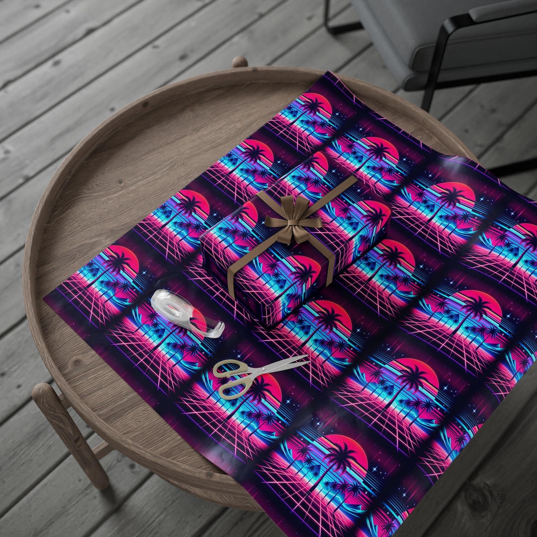 Neon 80s Miami Wrapping Paper: Retro Vaporwave Gift Wrap - Etsy