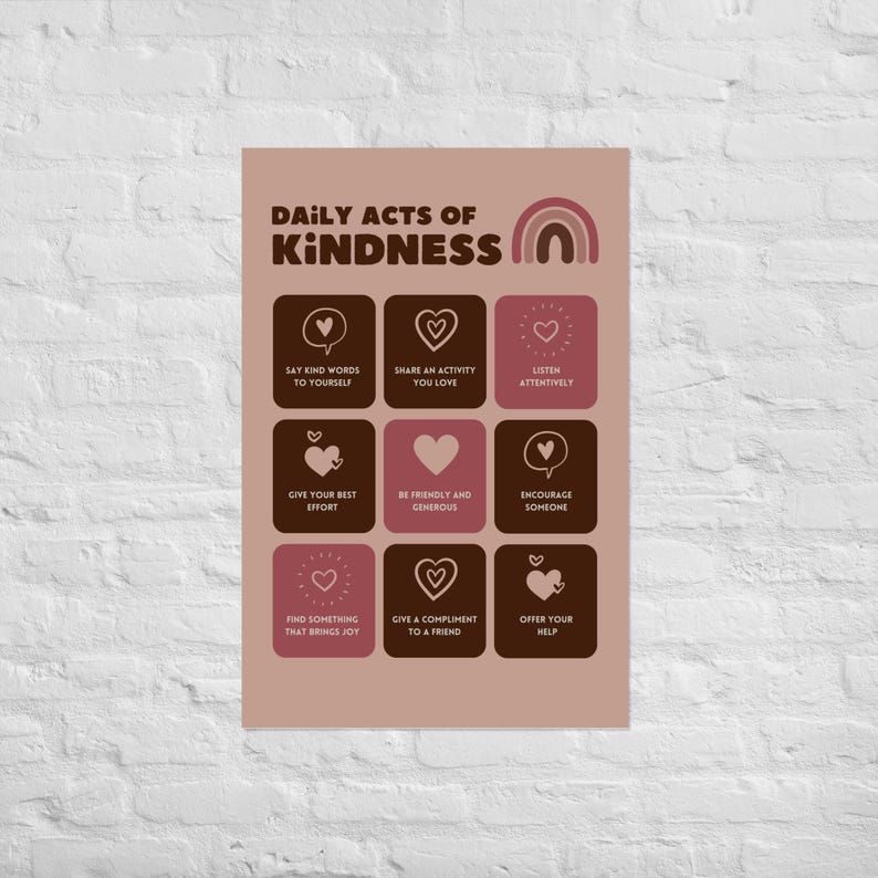 Daily Acts of Kindness Poster | Printable Wall Art | Inspire Kindness ...