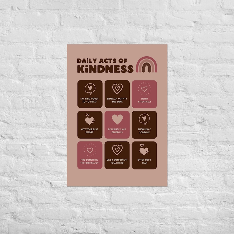Daily Acts of Kindness Poster Printable Wall Art Inspire Kindness Every ...