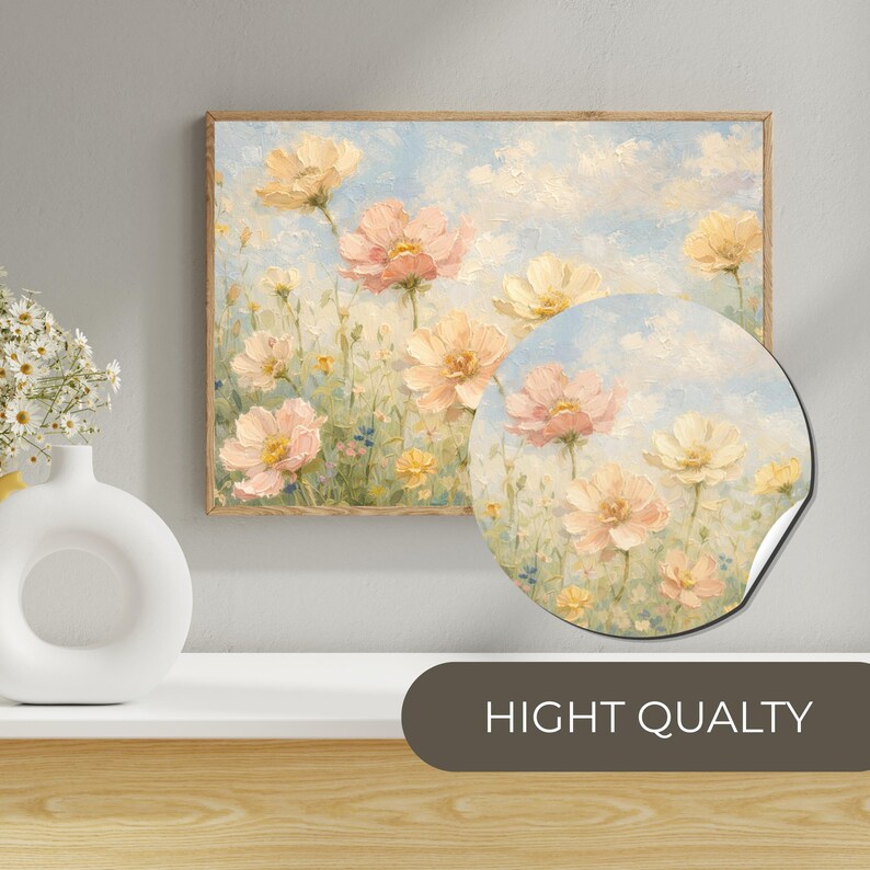 Pastel Wildflower Meadow Frame TV Art, Spring Floral Landscape Painting ...