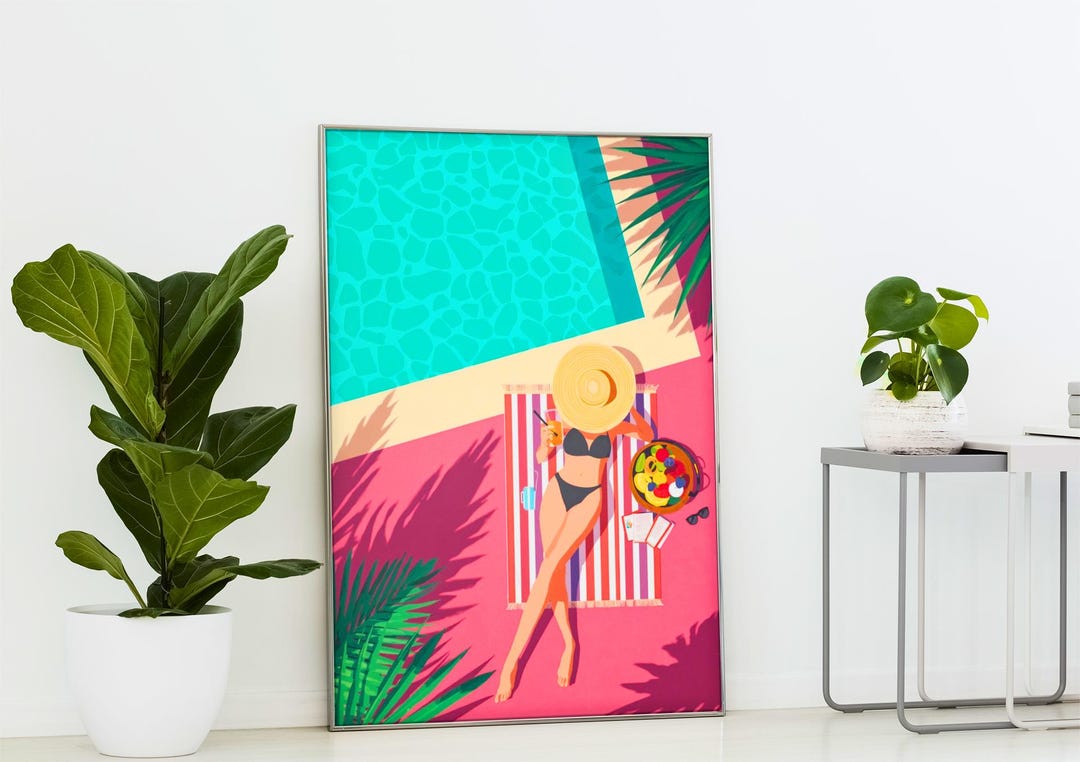 Poolside Woman Art Print: Tropical Summer Vibes (digital Download) - Etsy