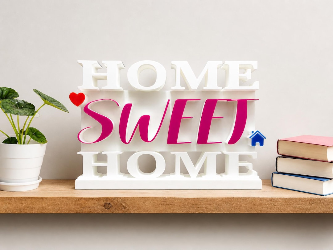 Home Sweet Home Sign, Freestanding Shelf Decor, Cozy 3D Printed ...