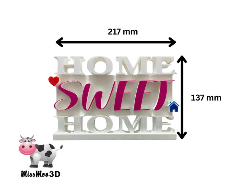 Home Sweet Home Sign, Freestanding Shelf Decor, Cozy 3D Printed ...