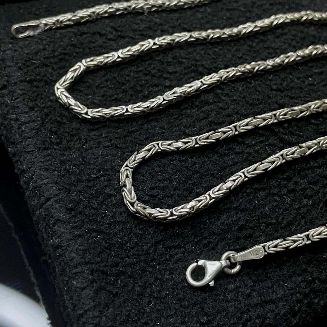925 Silver King Chain Necklace - Men's Silver Chain - Byzantine Chain ...