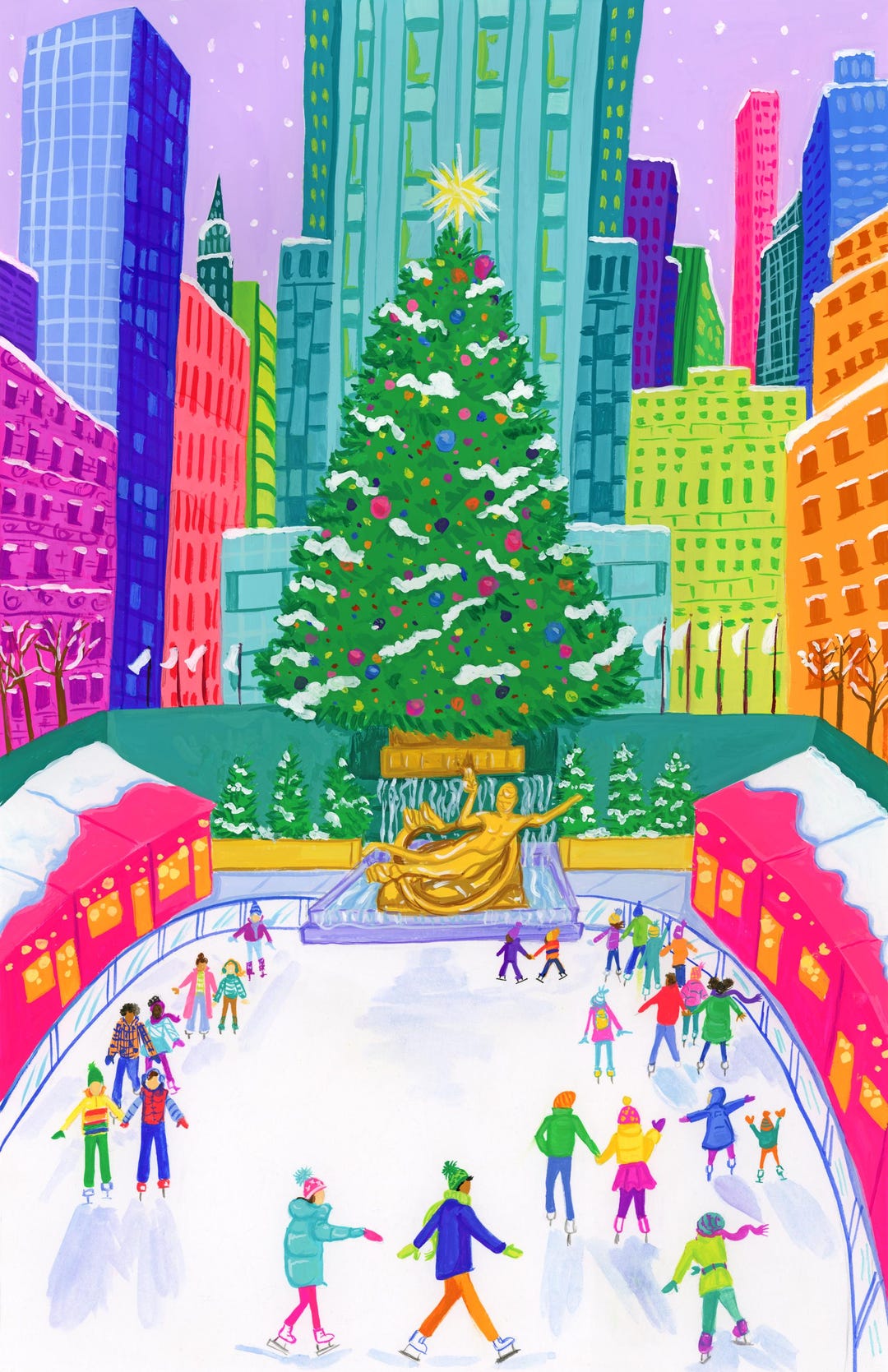 ROCKEFELLER CENTER CHRISTMAS Tree New York Skating Rink Christmas Ice ...