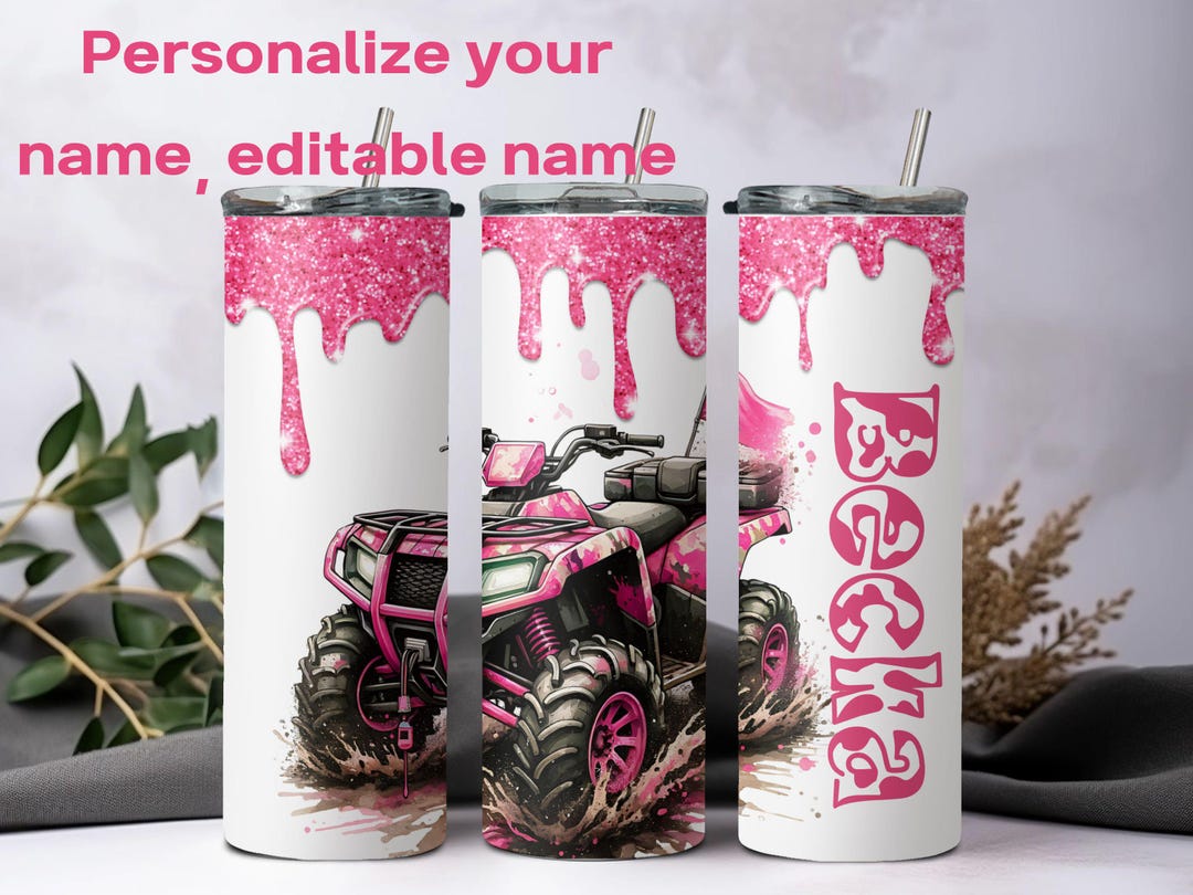 Pink ATV Tumbler Wrap. Editable Name, Camo Atv Design, Atv Tumbler Wrap ...
