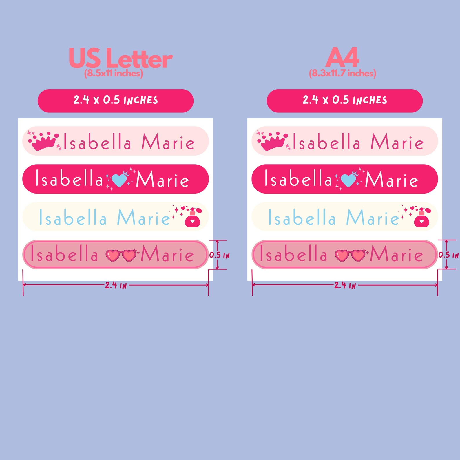 Back to School Editable Name Sticker, Kids School Template, Barbie Name ...