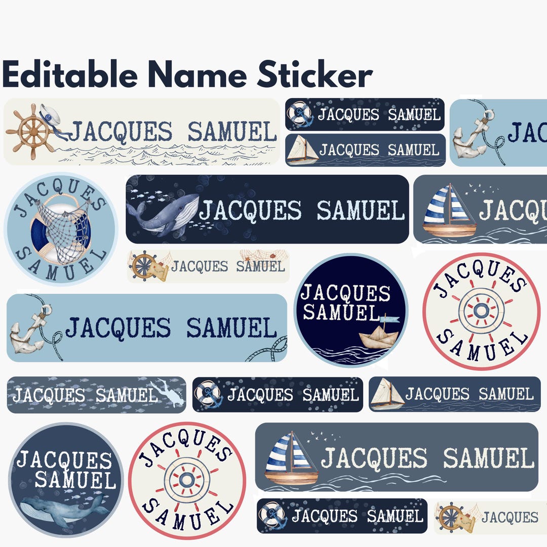 Back to School Editable Name Sticker Template, Kids Printable Labels ...