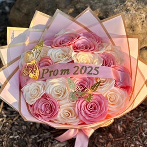 Custom Rose Bouquet With Ribbon Text – Prom Proposal Gift, Keepsake ...