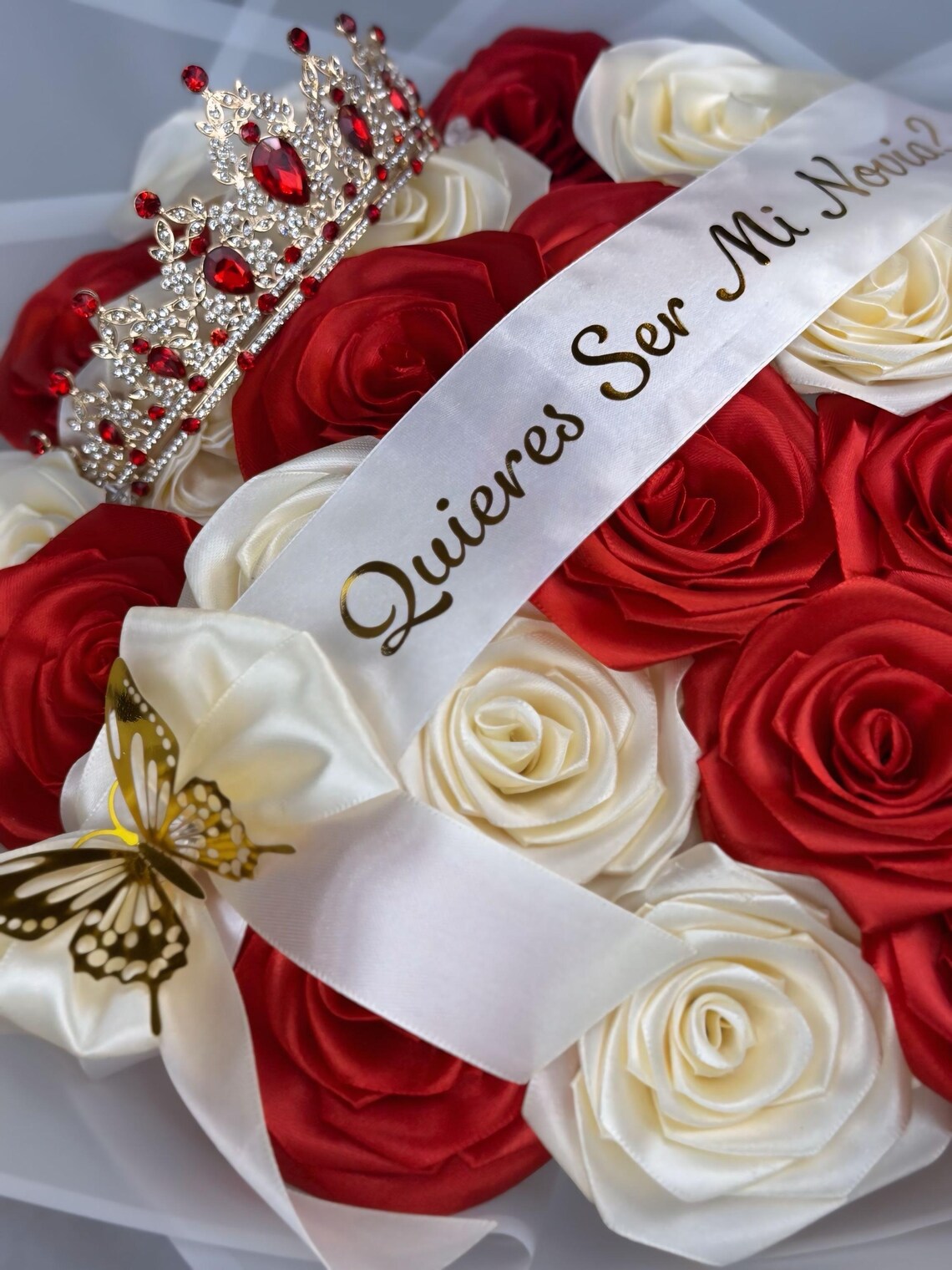 Custom Message Red Rose Bouquet- Personalized Ribbon Flowers ...