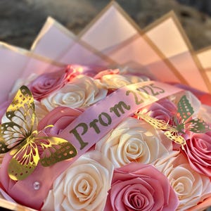 Custom Rose Bouquet With Ribbon Text – Prom Proposal Gift, Keepsake ...