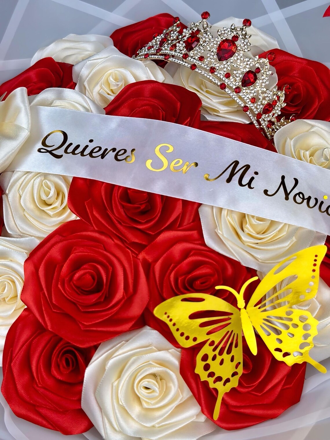Custom Message Red Rose Bouquet- Personalized Ribbon Flowers ...
