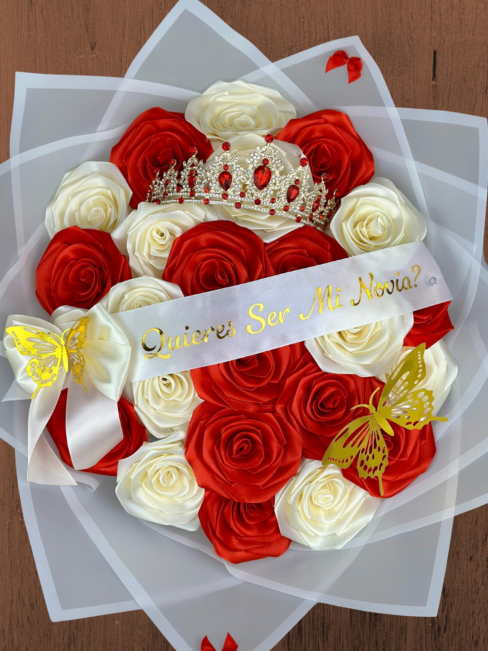 Custom Message Red Rose Bouquet- Personalized Ribbon Flowers ...