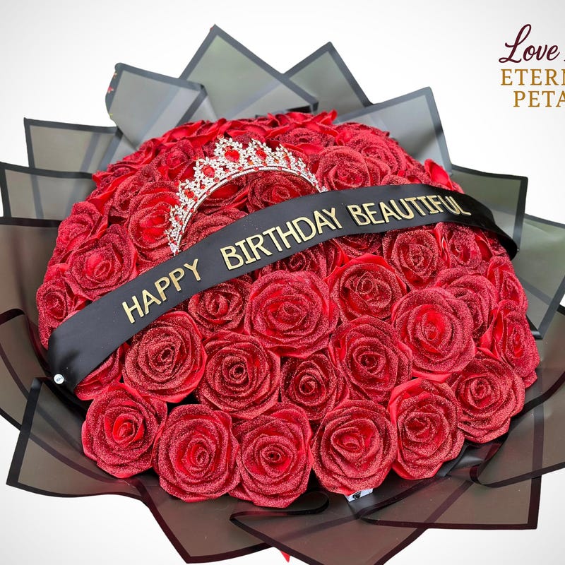 Red Bouquet With a Crown - Etsy