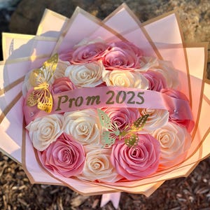 Custom Rose Bouquet With Ribbon Text – Prom Proposal Gift, Keepsake ...