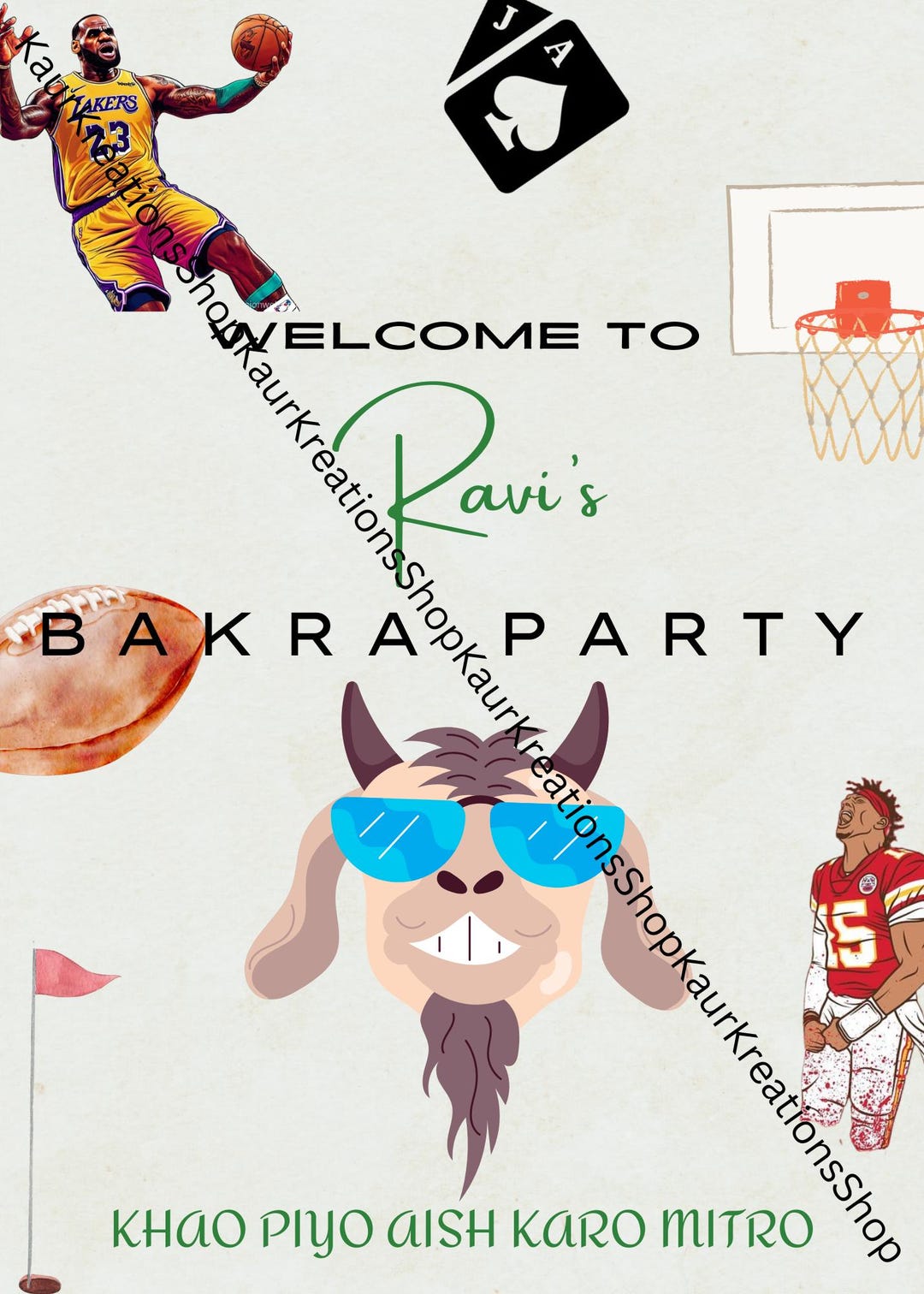 Editable Goat bakra Party Sign Template - Etsy