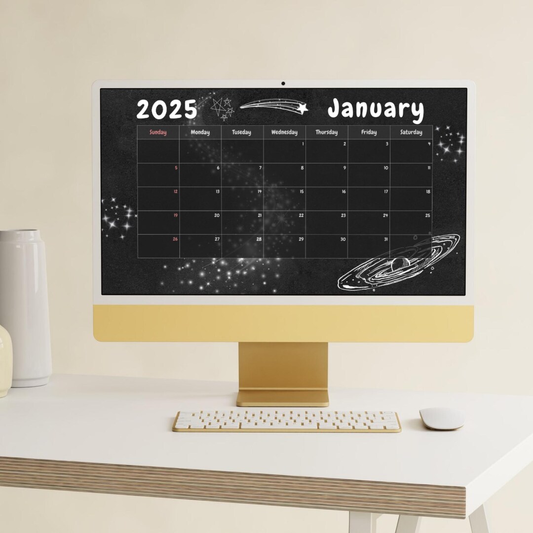 2025 Printable Monthly Calendar Minimalist Design Sunday Start Dark ...