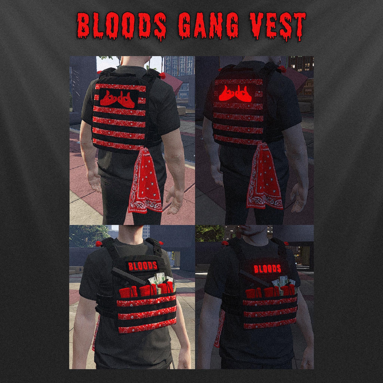 Fivem Bloods Gang Vest - Etsy