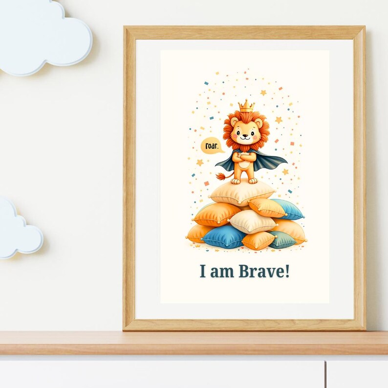 I Am Brave Affirmation Printable Wall Art, Kids Motivational Quote ...