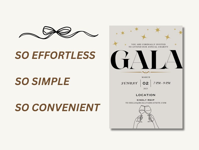 Editable Gala Invitation, Elegant Gala Invite, Gala Flyer, Party ...