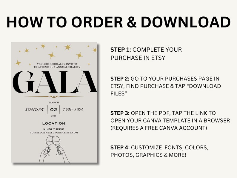 Editable Gala Invitation, Elegant Gala Invite, Gala Flyer, Party ...