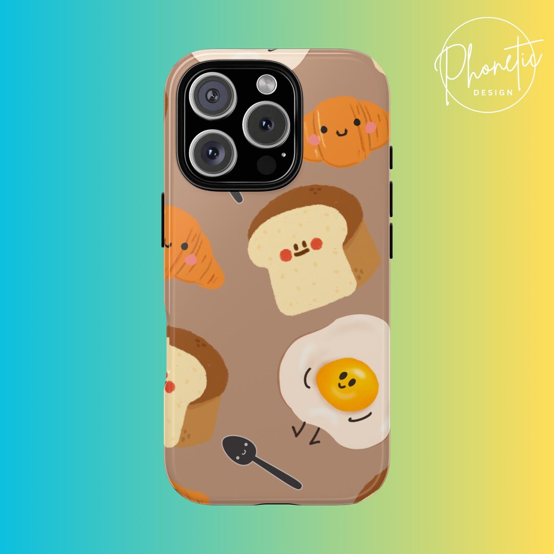 Cute Breakfast Food Phone Case, Kawaii Phone Cover, Fun Gift for Food ...