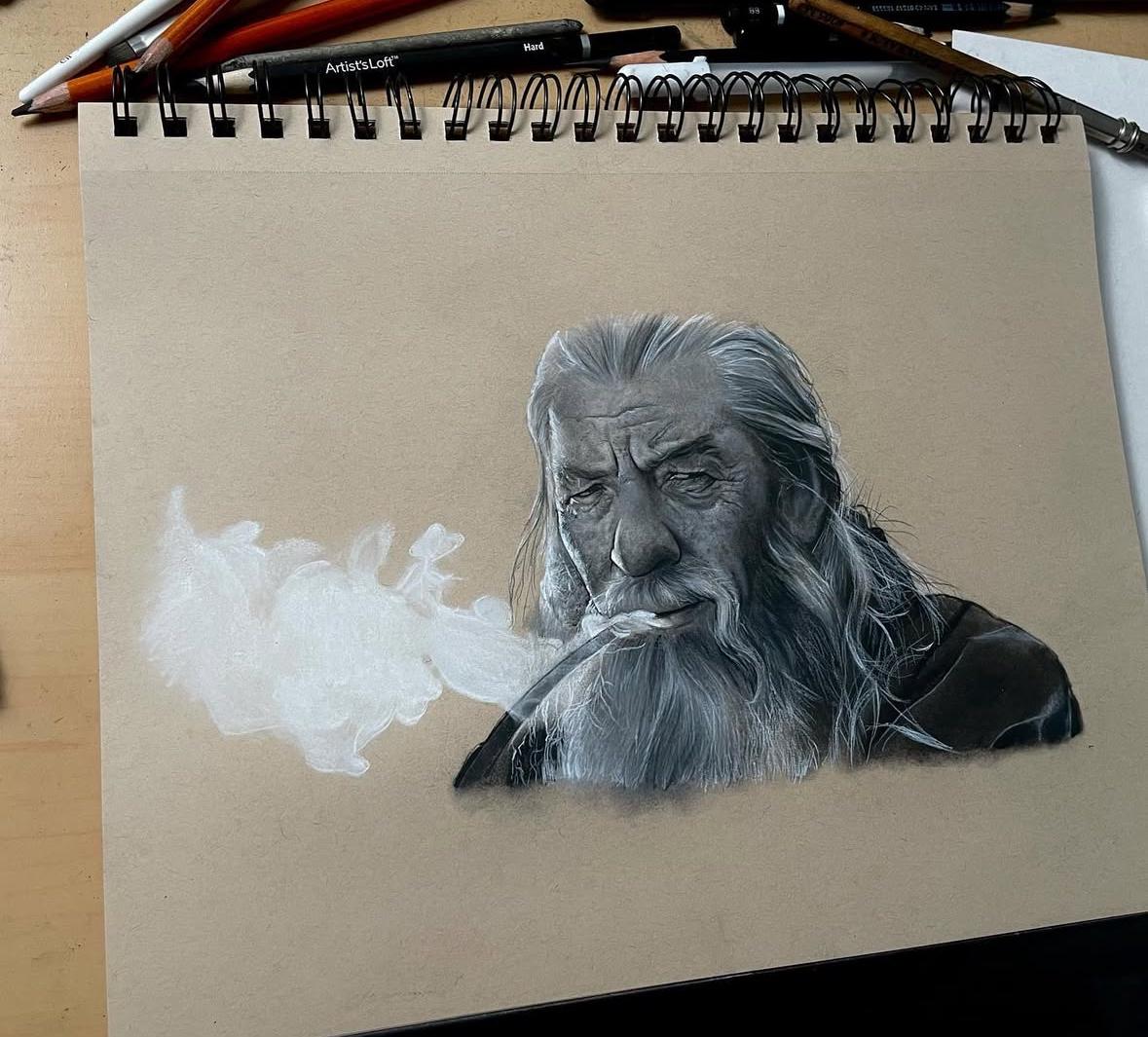 Gandalf Lord of the Rings Drawing Print Charcoal - Etsy