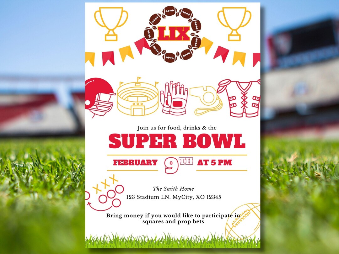 Super Bowl LIX CHIEFS Party Editable Invitation Template V1 5x7 Super ...