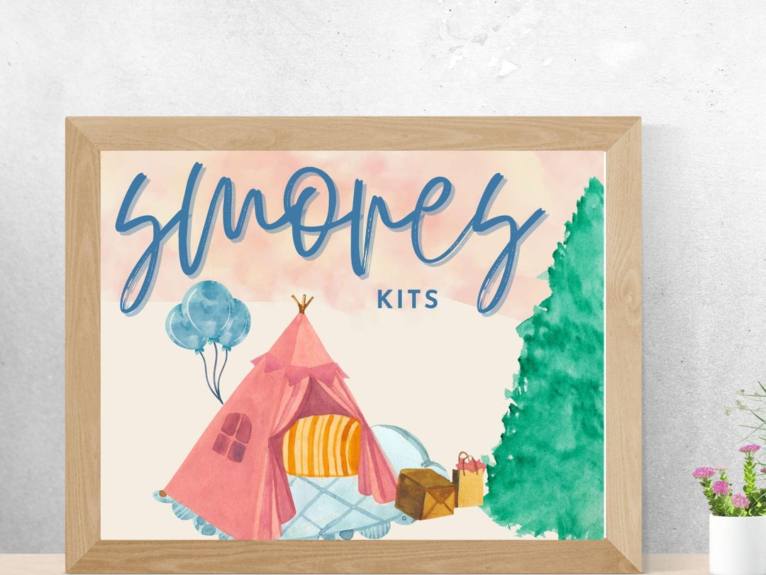 Glamping Birthday Signs Digital Editable Template | Watercolor ...