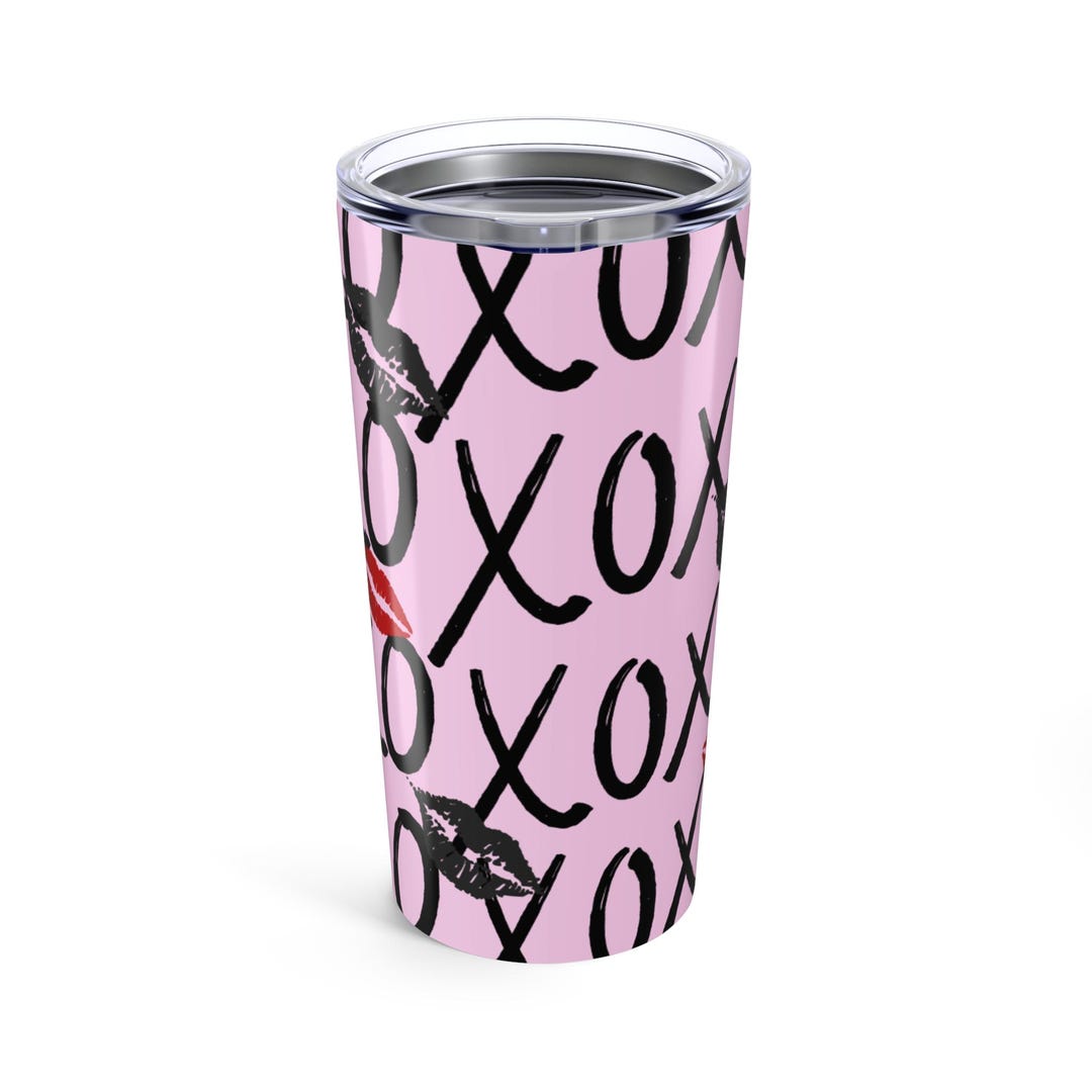 Pink XOXO Tumbler, Hugs and Kisses Design, 20oz Travel Cup, Love Gift ...