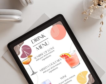 Drink Menu Template - Etsy