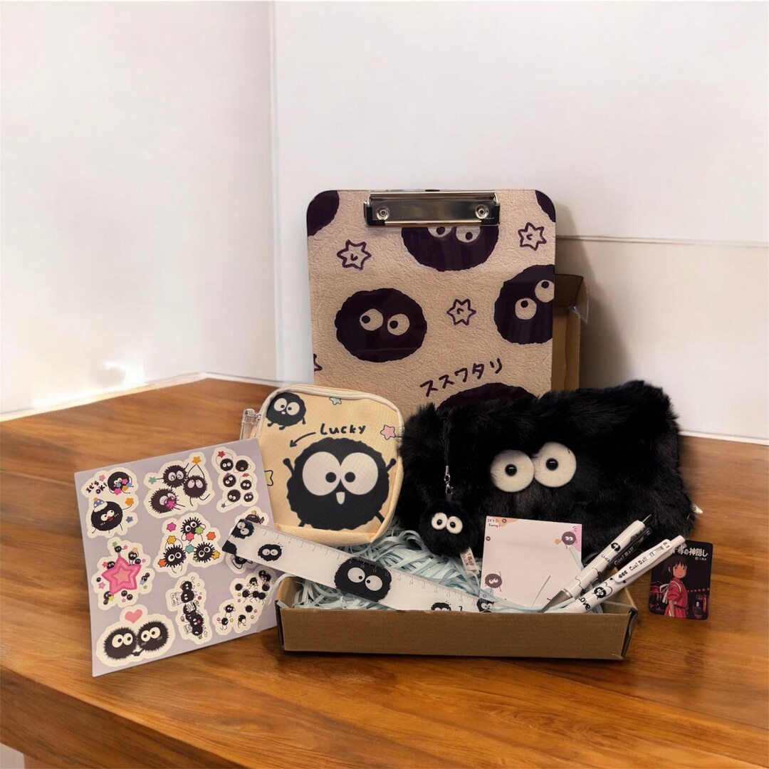 Soot Sprites Gift Set, Studio Ghibli Susuwatari Gift, Fluffy Pencil Bag ...
