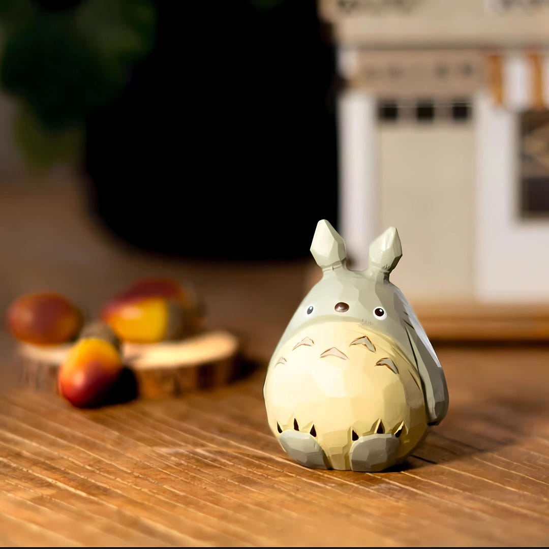My Neighbor Handmade Wooden Totoro Figurine, Solid Wood Studio Ghibli ...